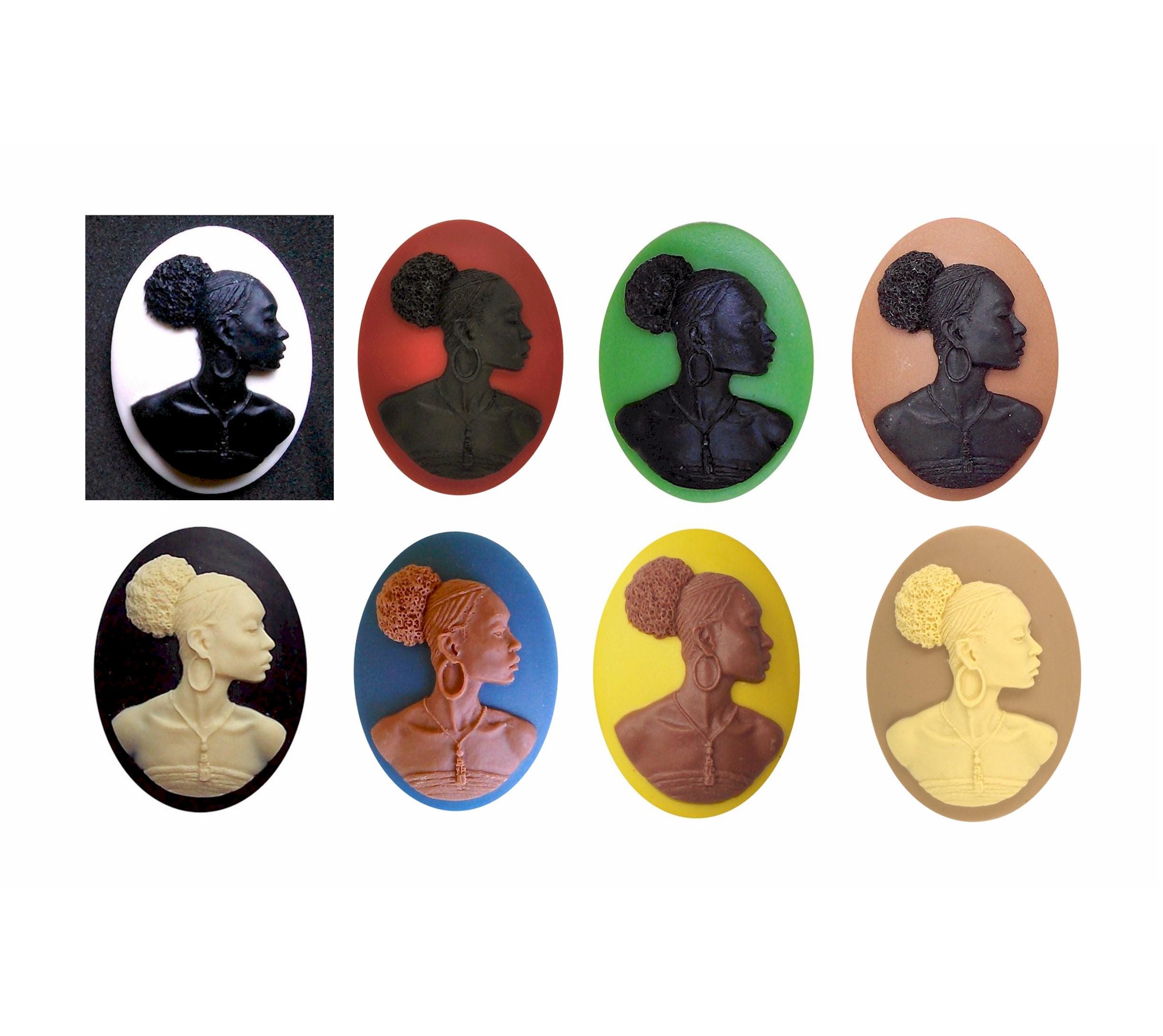 8pc 40x30mm African Cameo Bulk Lot for Americana Afro Centric Jewelry ...