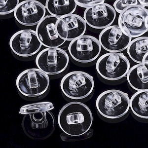 Doz Pack 10.5mm Clear Plastic Acrylic Blank Button Shank or Back 2.5mm ...