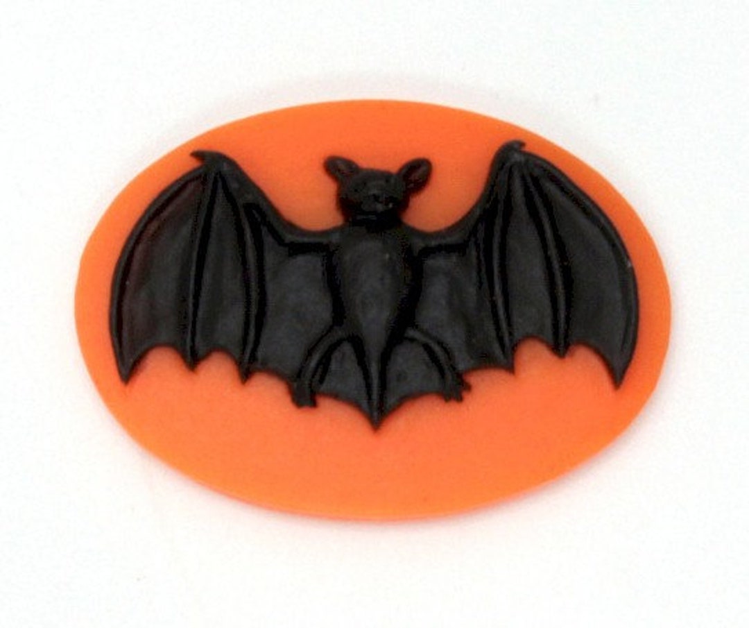 Vampire Bat 25x18mm Goth Cab Dracula Bat Orange and Black Bat Resin ...