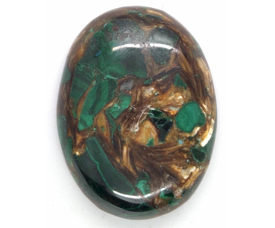 40x30mm Green Matrix Collage Stone Cabochon Flat Back Oval Cab ( Choose ...