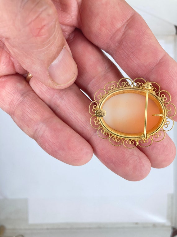 gold filled Antique Vintage Hand carved Italian Shell… - Gem