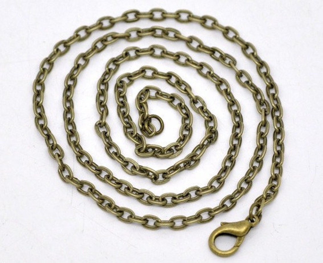 1pc 18 Inch Bronze Chain Antique Necklace Cable Chain Locket Chain 4x2 ...