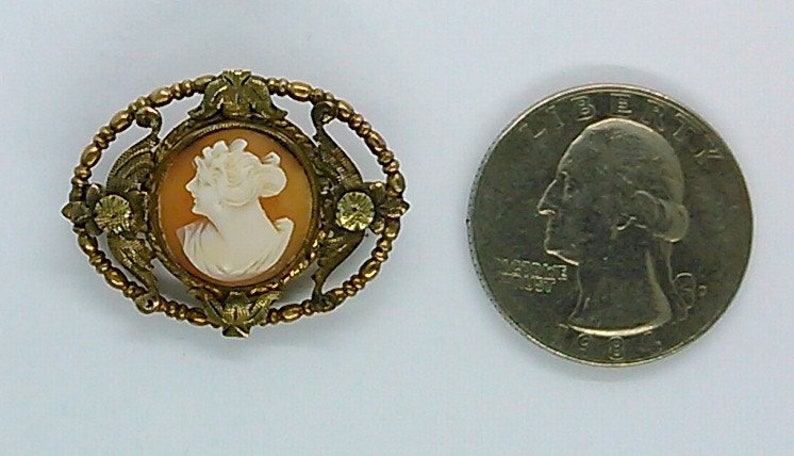 12kt Gold Filled Antique Vintage Petite Scarf Pin Cameo Brooch Hand ...
