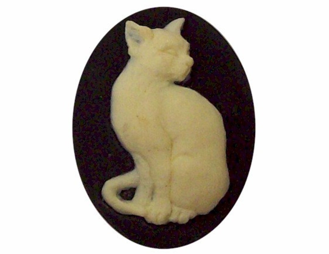 40x30 Cameo Black Cat Cameo Resin Cameo Cat Jewelry Supply Loose Unset ...