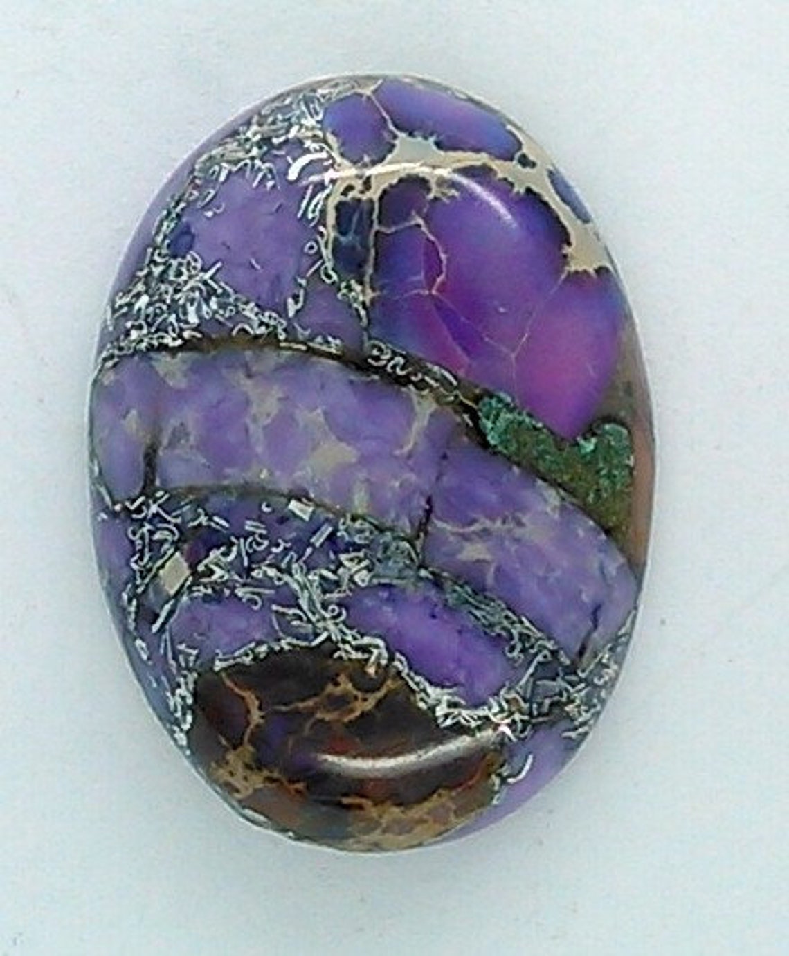 1pc 25x18mm Matrix Synthetic Multi Color Cabochon Stone Silver | Etsy