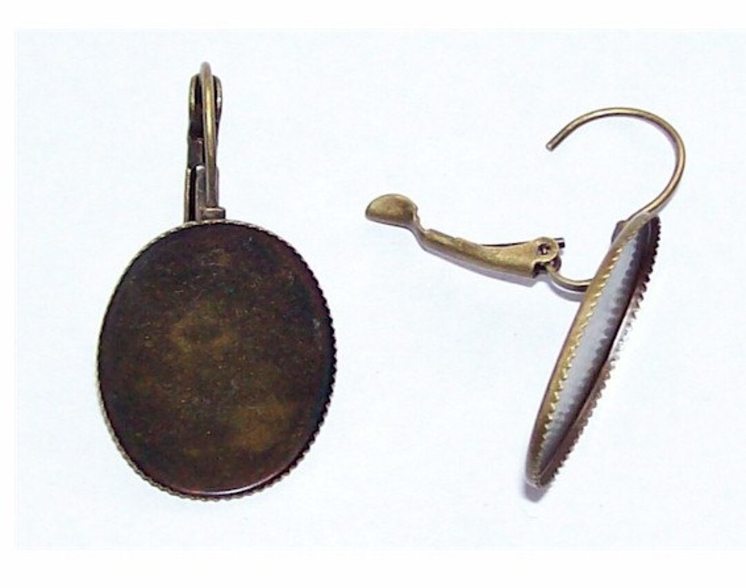 Antique Bronze Lever Back Supply for Pierced Ears With 25x18 Bezel Sold ...