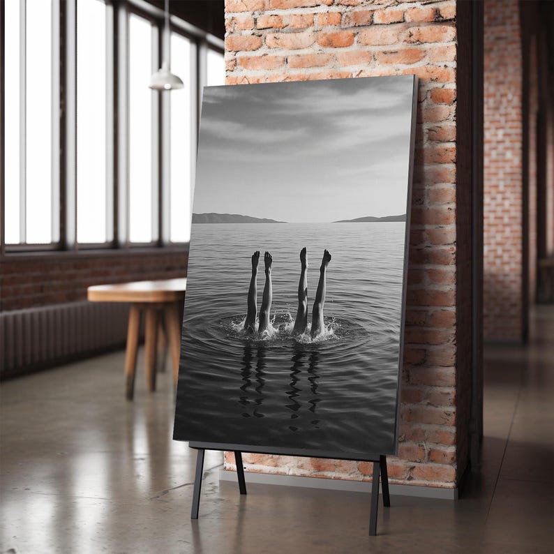 Lake Legs Wall Art, Black and White Digital Print, Minimalist Water ...
