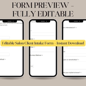 Salon Client Intake Form Template – Editable PDF for Hair, Nails, or ...