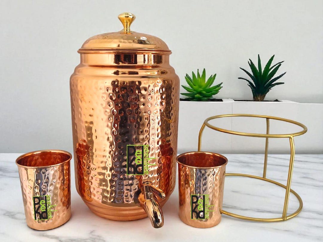 Pure Copper Water Dispenser Set 5l(5000ml) Water Storage Tanki Ayurveda ...