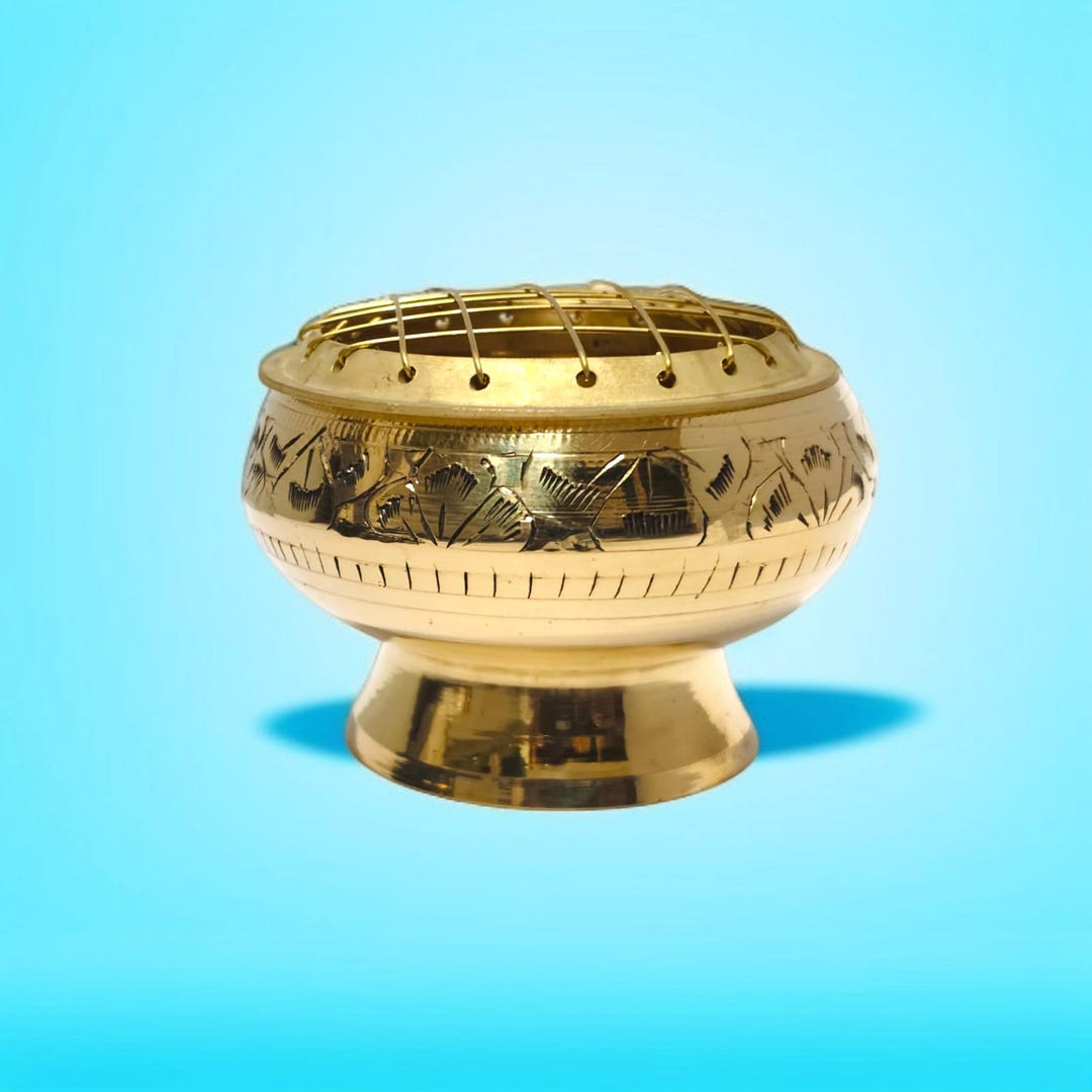 Handcrafted Brass Incense Burner: Embossed Dhoop Dhani Resin Holder - Etsy