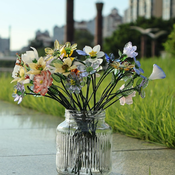 Glass Flower Bouquet - Etsy UK