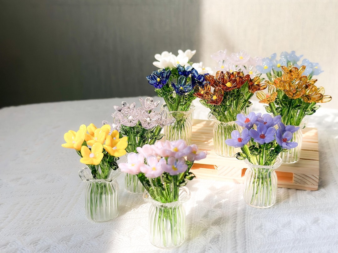 Handmade Glass Flower Sculpture,glass Flower Bouquet,home Decor ...