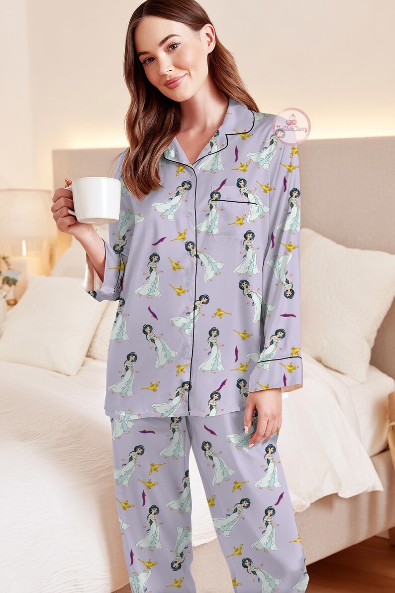 Princess Jasmine Pajama Set, Aladdin Princess Sleepwear, Genie Lamp ...