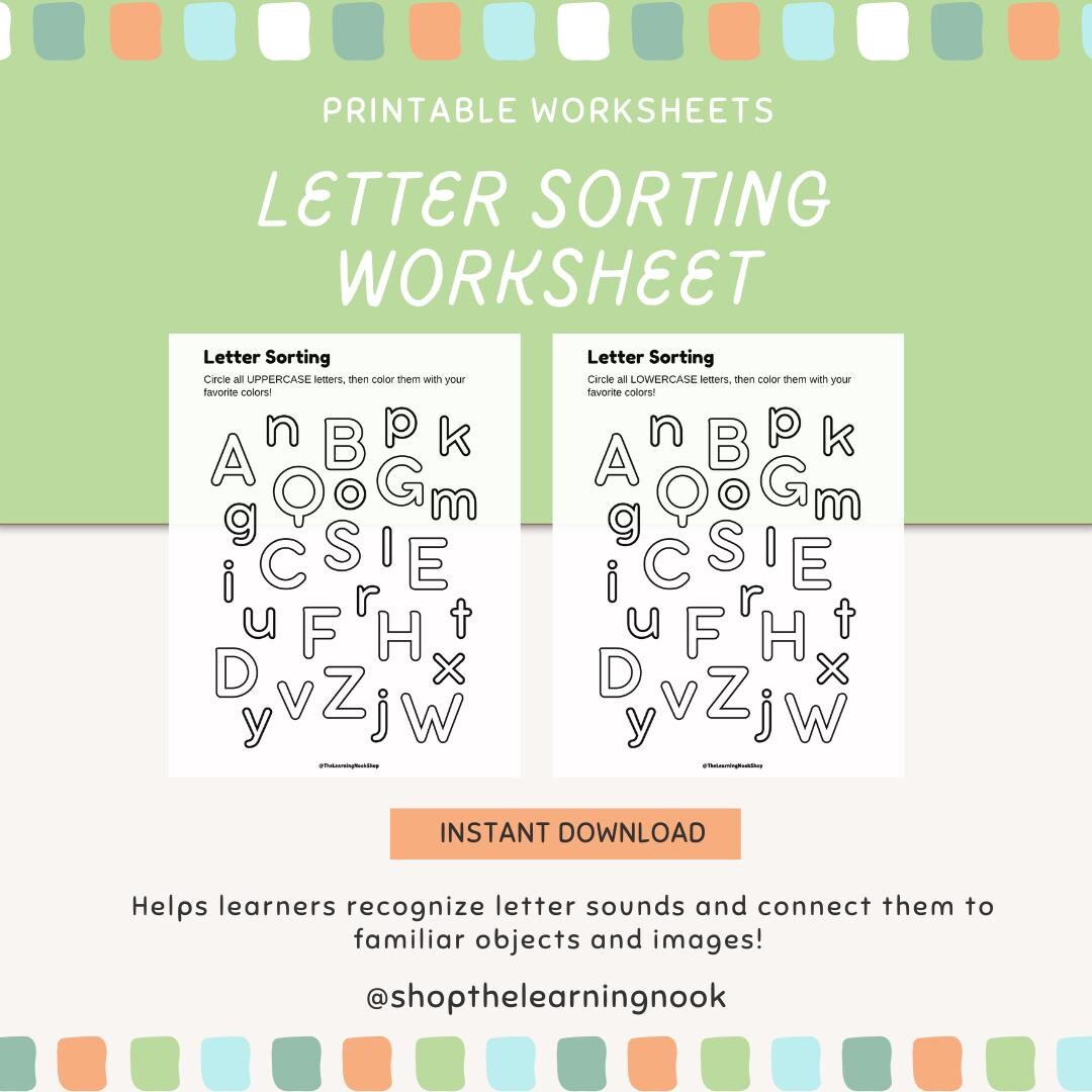 Uppercase and Lowercase Letter Sorting Worksheets | Circle the Letters ...