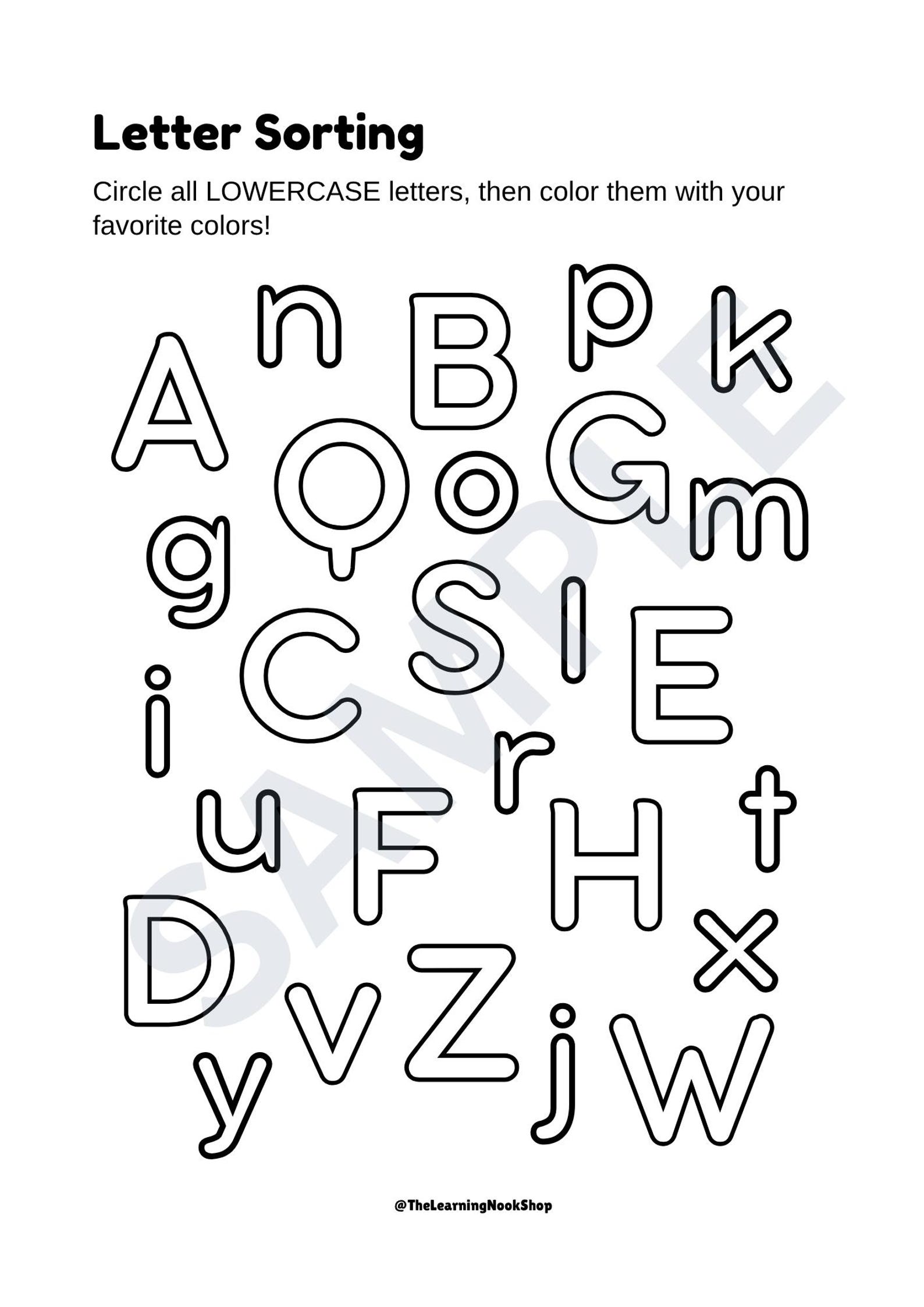 Uppercase and Lowercase Letter Sorting Worksheets | Circle the Letters ...