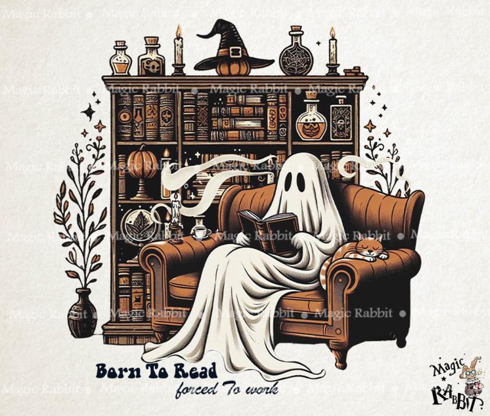 Ghost Reading Book PNG: Halloween Book Lover Design (digital Download ...