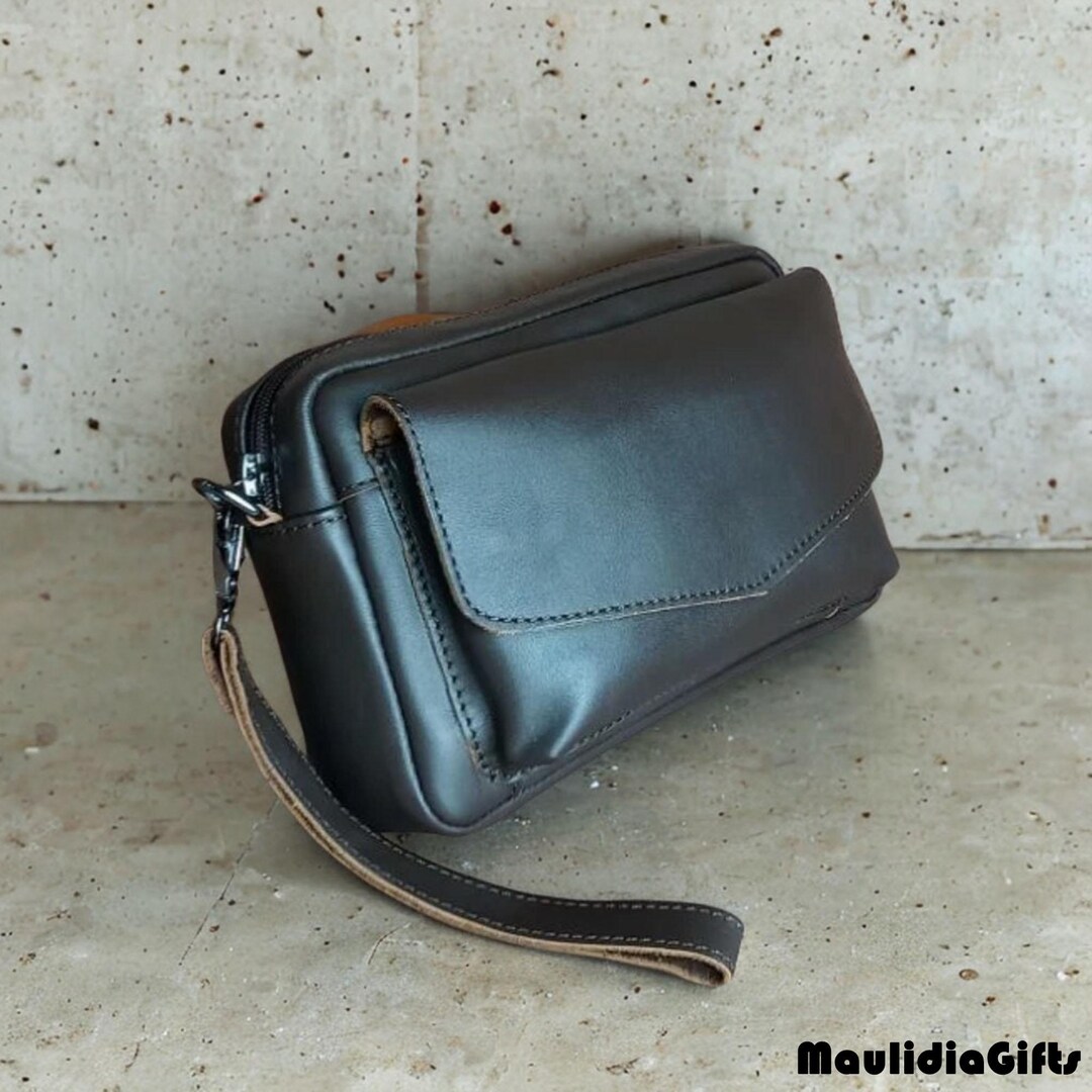 Handcrafted Leather Envelope Clutch Bag, Full-grain Pull-up Leather ...