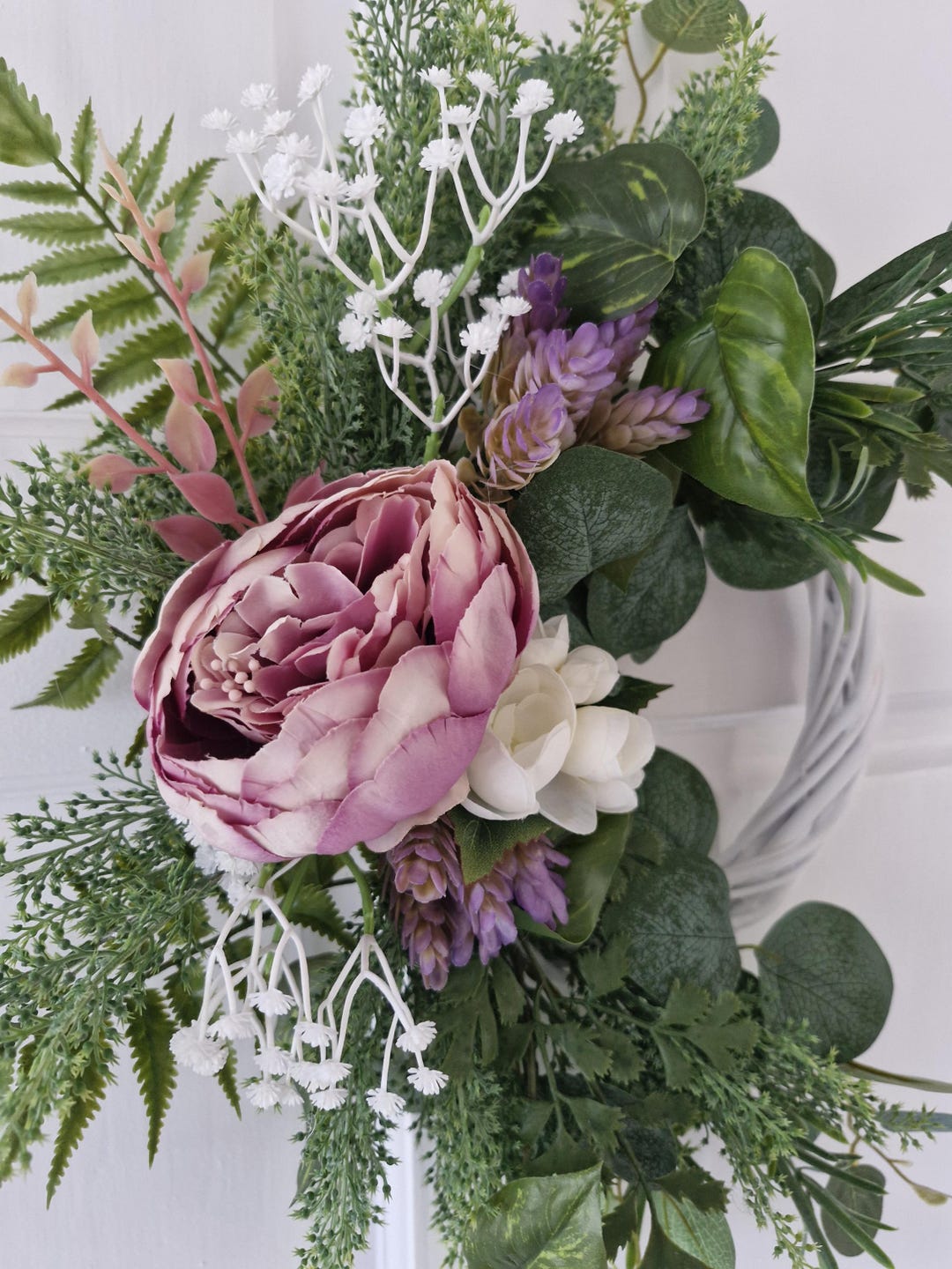 Blanche Half Moon Vintage Style Artificial Floral Pothos Eucalyptus ...