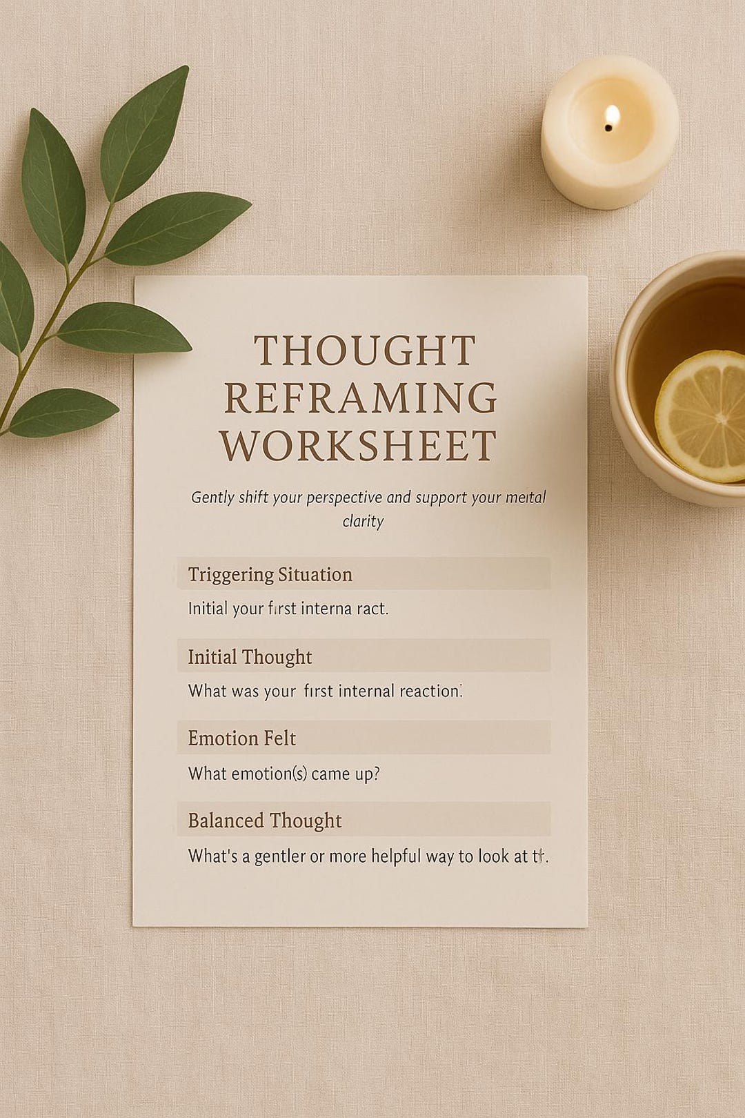 Thought Reframing Worksheet | Cognitive Distortion Journal | Mental ...