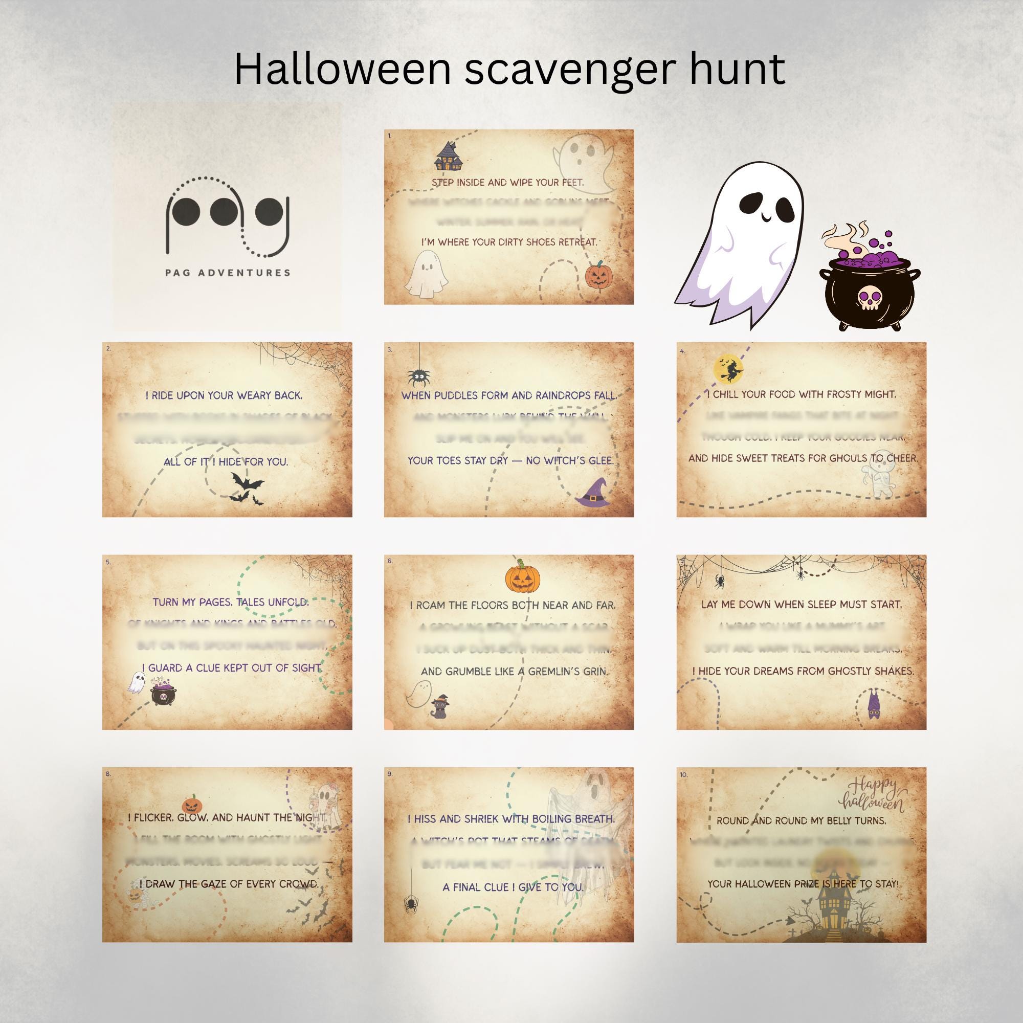 Printable Halloween Scavenger Hunt Game for Kids Spooky Treasure Hunt ...