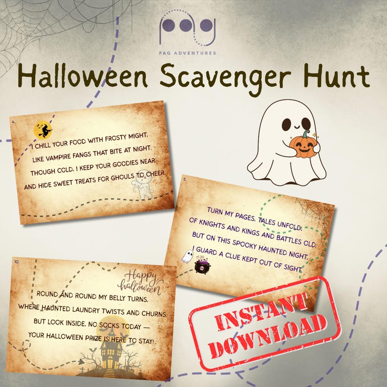 Printable Halloween Scavenger Hunt Game for Kids Spooky Treasure Hunt ...
