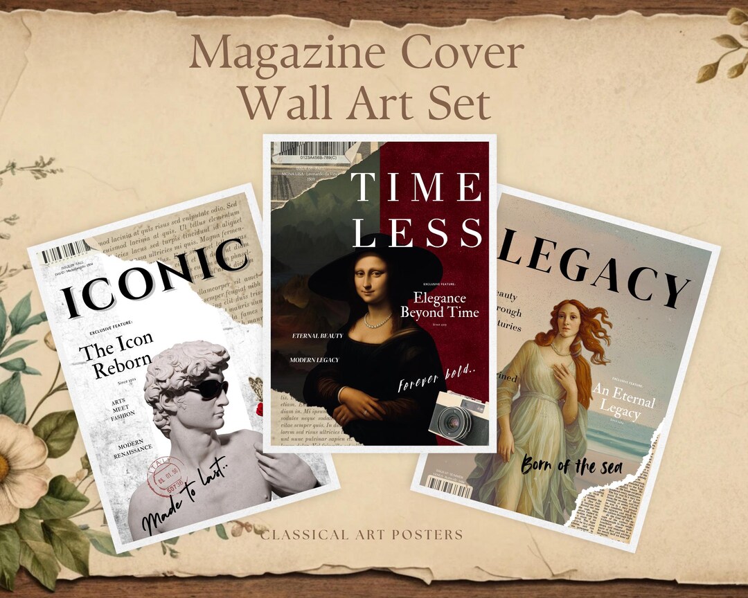 Renaissance Magazine Cover Art Prints: David, Mona Lisa, Venus (digital ...