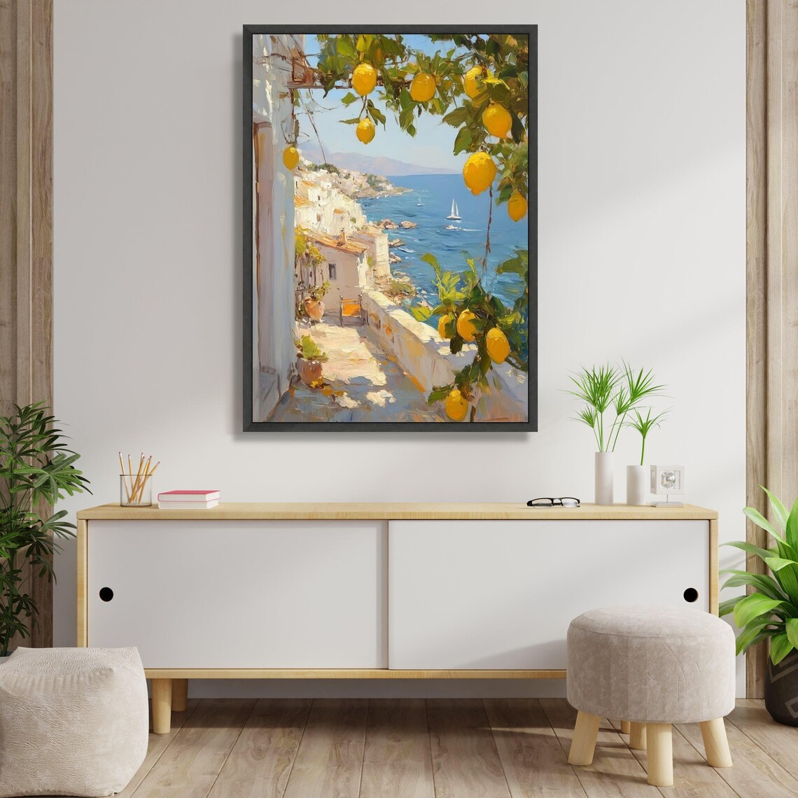 Mediterranean Lemon Tree Canvas Art: Coastal Seaside View - Etsy