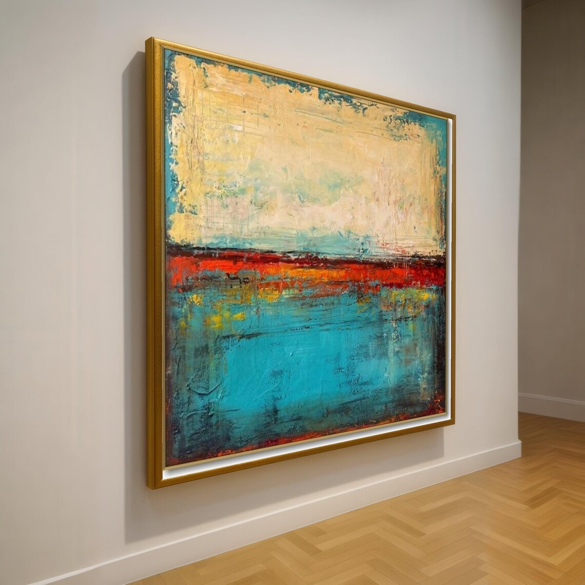 Mark Rothko Inspired Abstract Landscape Canvas Art: Modern Blue & Red ...