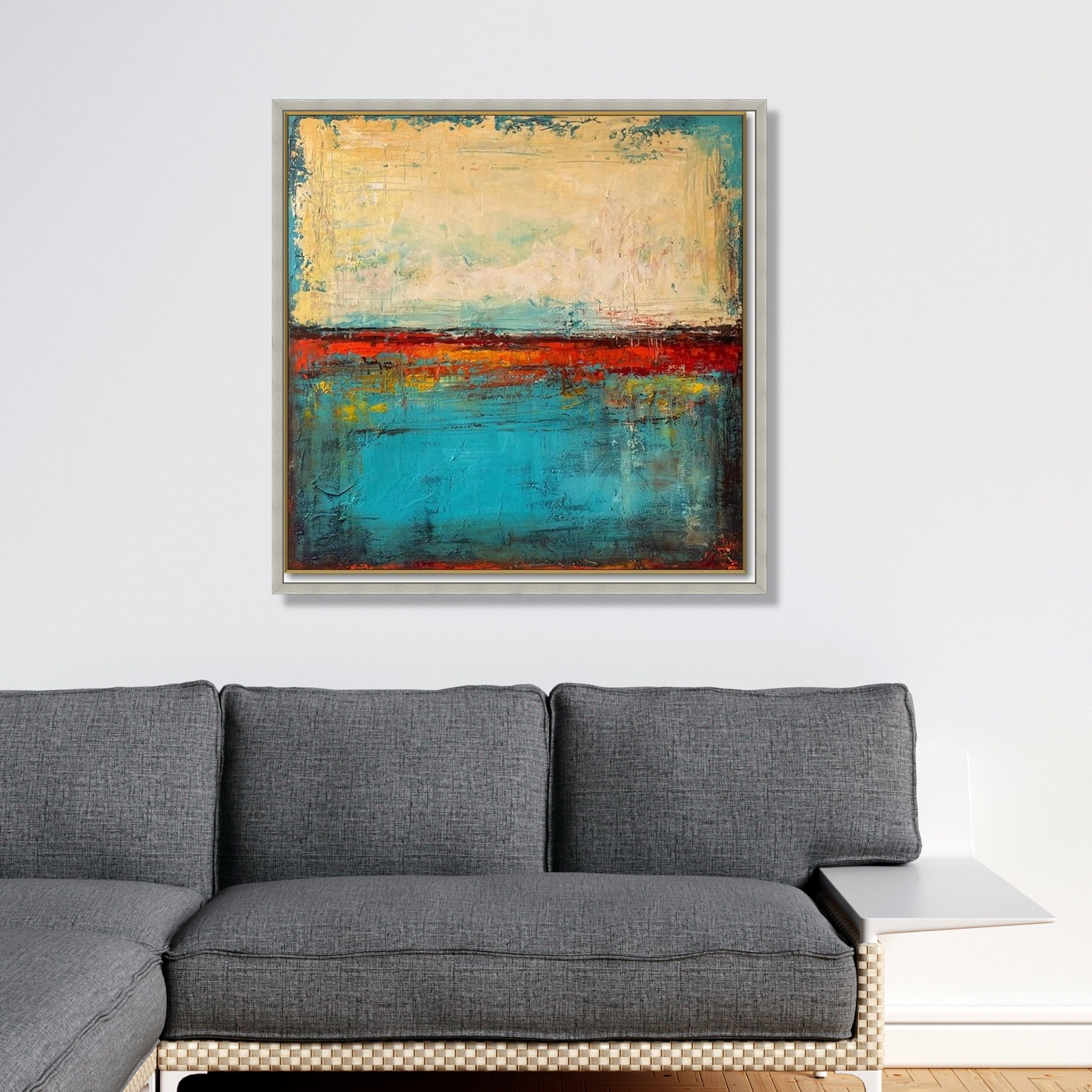 Mark Rothko Inspired Abstract Landscape Canvas Art: Modern Blue & Red ...
