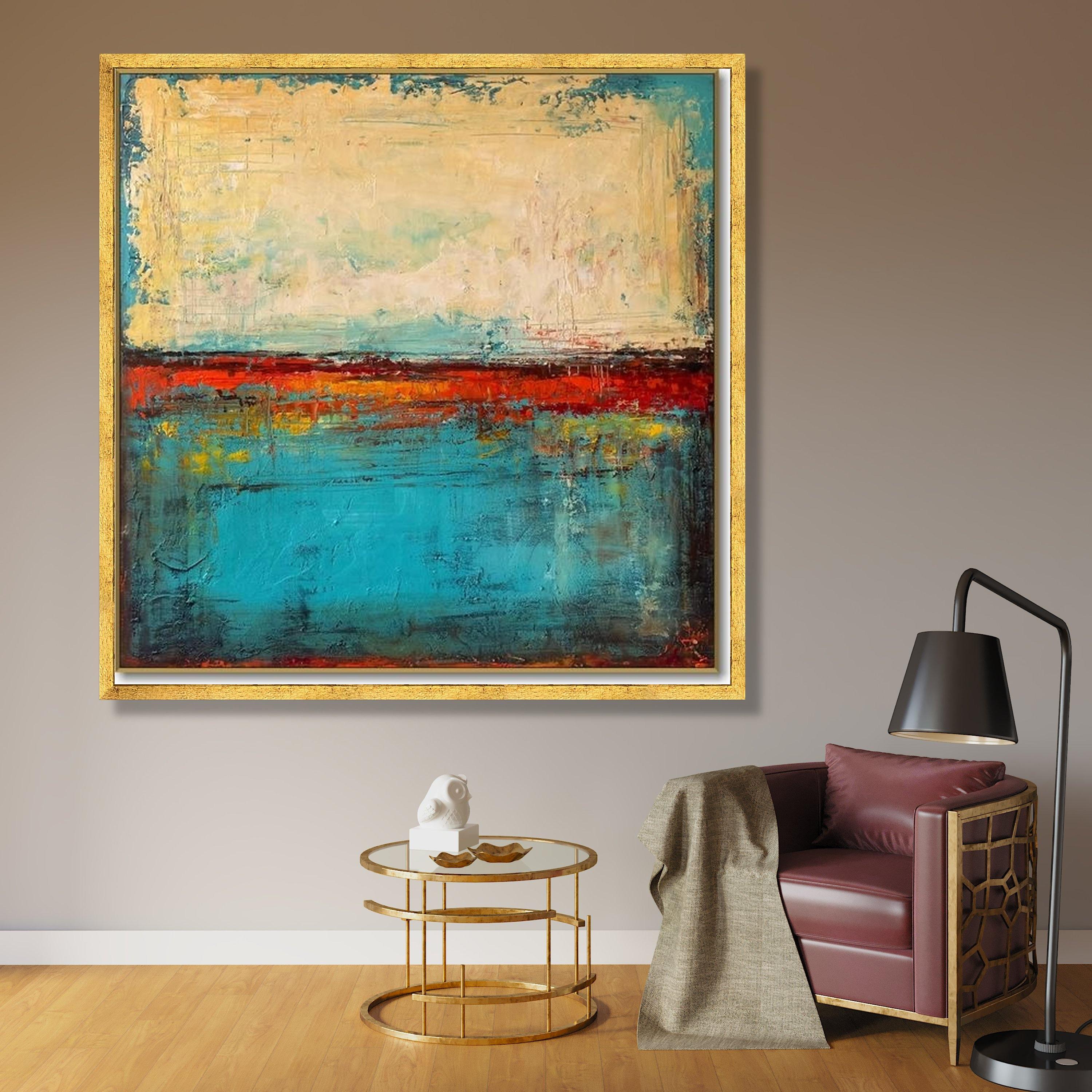 Mark Rothko Inspired Abstract Landscape Canvas Art: Modern Blue & Red ...