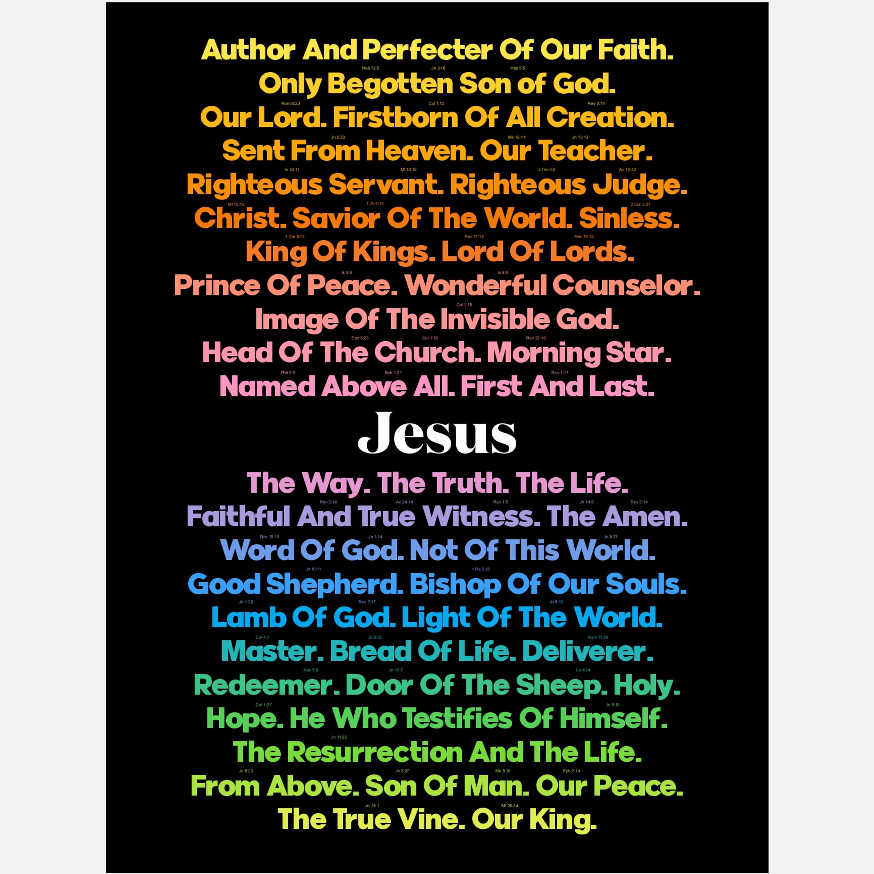 Jesus Poster 18x24 - Names of Jesus - Titles of Jesus - Etsy
