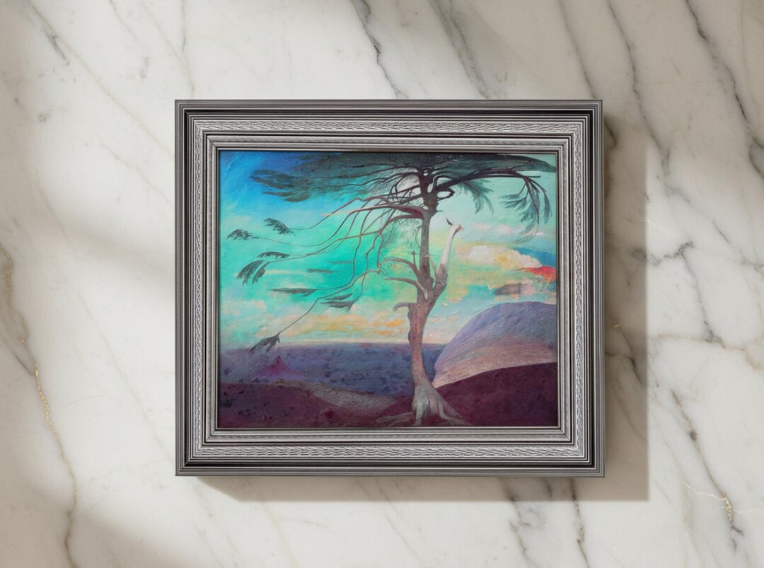 Lonely Cedar Symbolist Landscape Art Print, Museum-quality Cotton ...