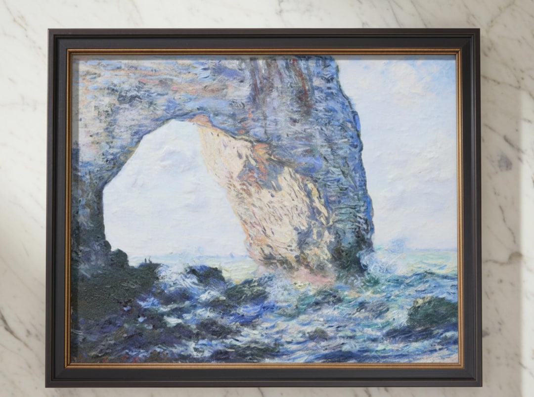 Hand-painted Monet Cliff Arch Reproduction, Luminous Seascape Art ...