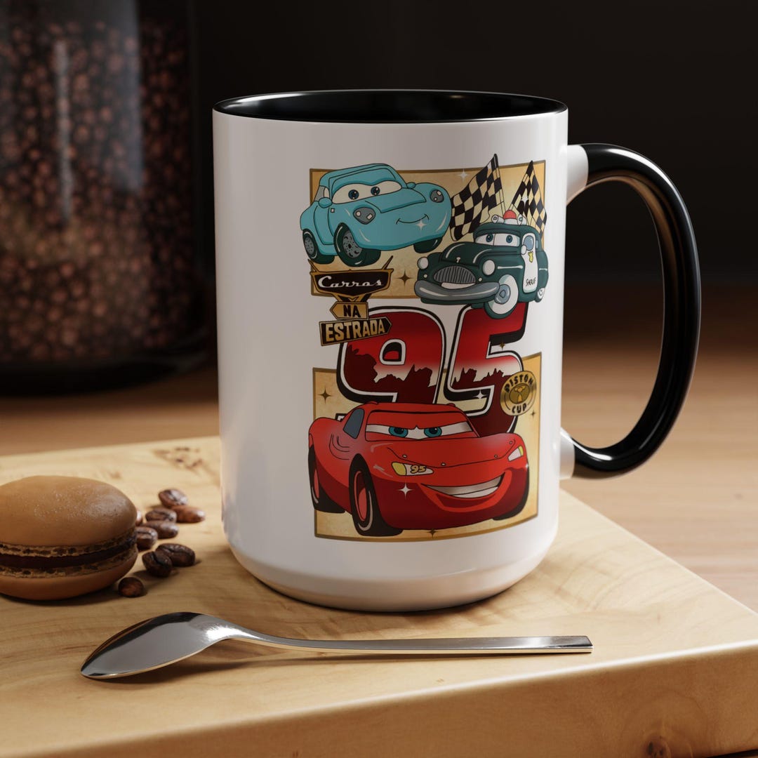 Mug Disney Cars Lightning McQueen, piston, tasse à café, 40 gram, noir ...