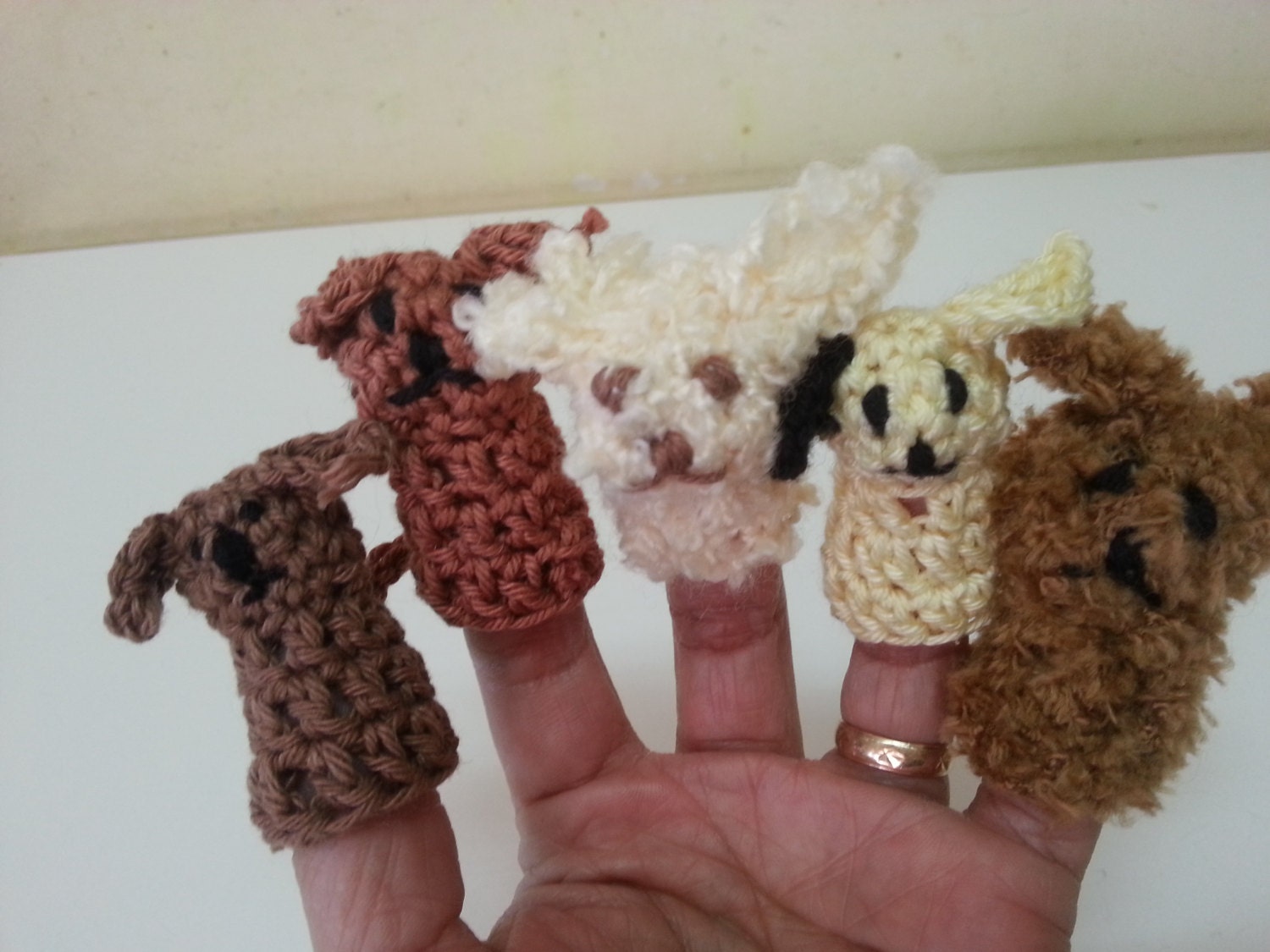 5 Dog Finger Puppets. Mini Dog Toy Crocheted Puppies - Etsy