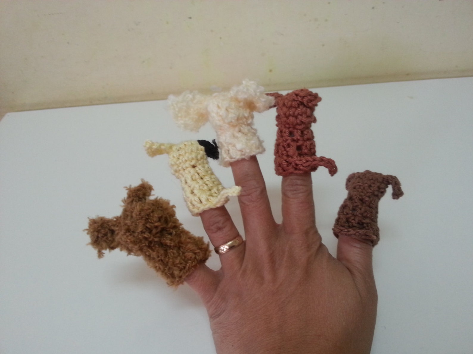 5 Dog Finger Puppets. Mini Dog Toy Crocheted Puppies | Etsy