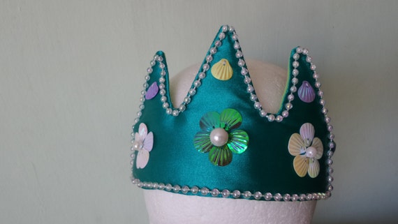 Mermaid Princess Crown Moss Green Crown Satin Fabric Crown | Etsy