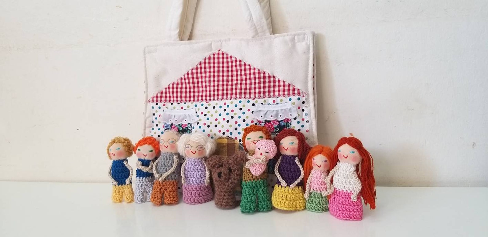 10 Family Members Finger Puppets Family Doll Set | Etsy