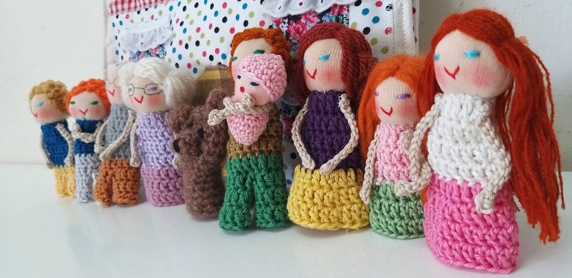 10 Family Members Finger Puppets Family Doll Set | Etsy