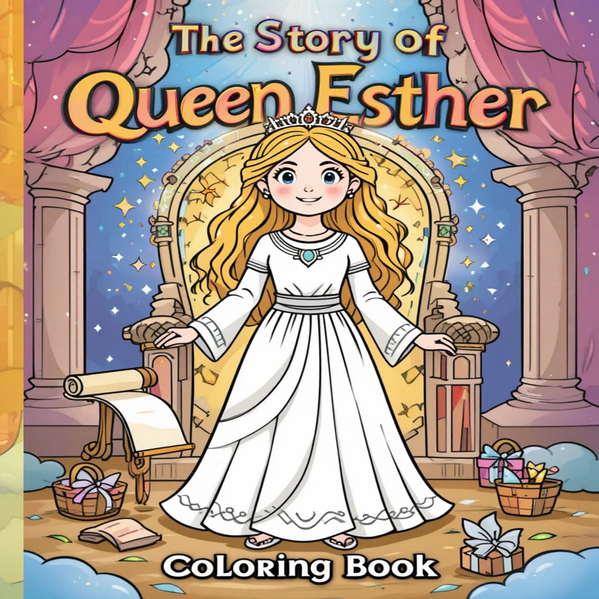 Queen Esther Printable Coloring Book for Kids | 7 Bible Story Pages ...