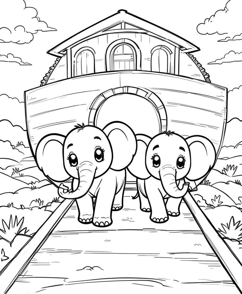 Animals in Noah’s Ark – Printable Coloring Book for Kids | 9 Bible ...