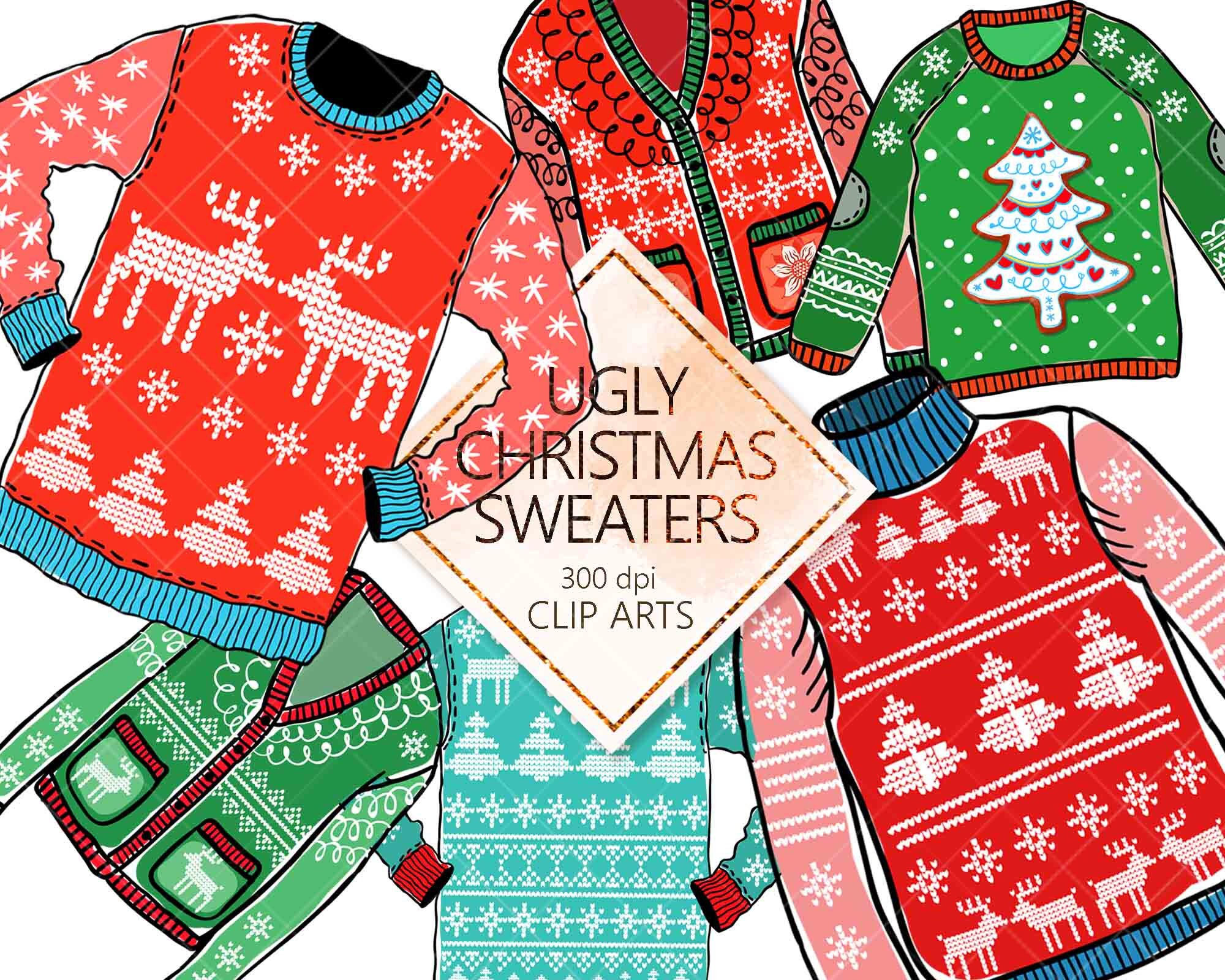Tacky Christmas Sweaters Clipart People
