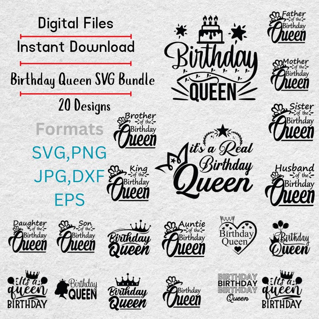 Birthday Queen SVG Bundle: Family Celebration Clipart (digital Download ...