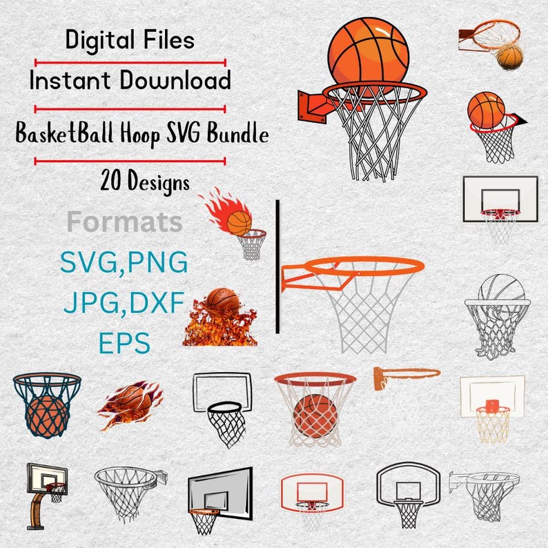 Basketball Hoop SVG Bundle: Sports Cut Files for Cricut & Silhouette - Etsy