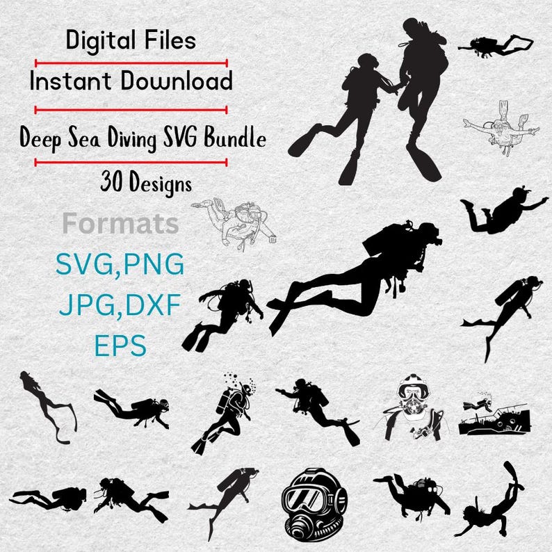 Sea Diving SVG Bundle: Deep Sea, Scuba Diver Clipart, Nautical Cut ...