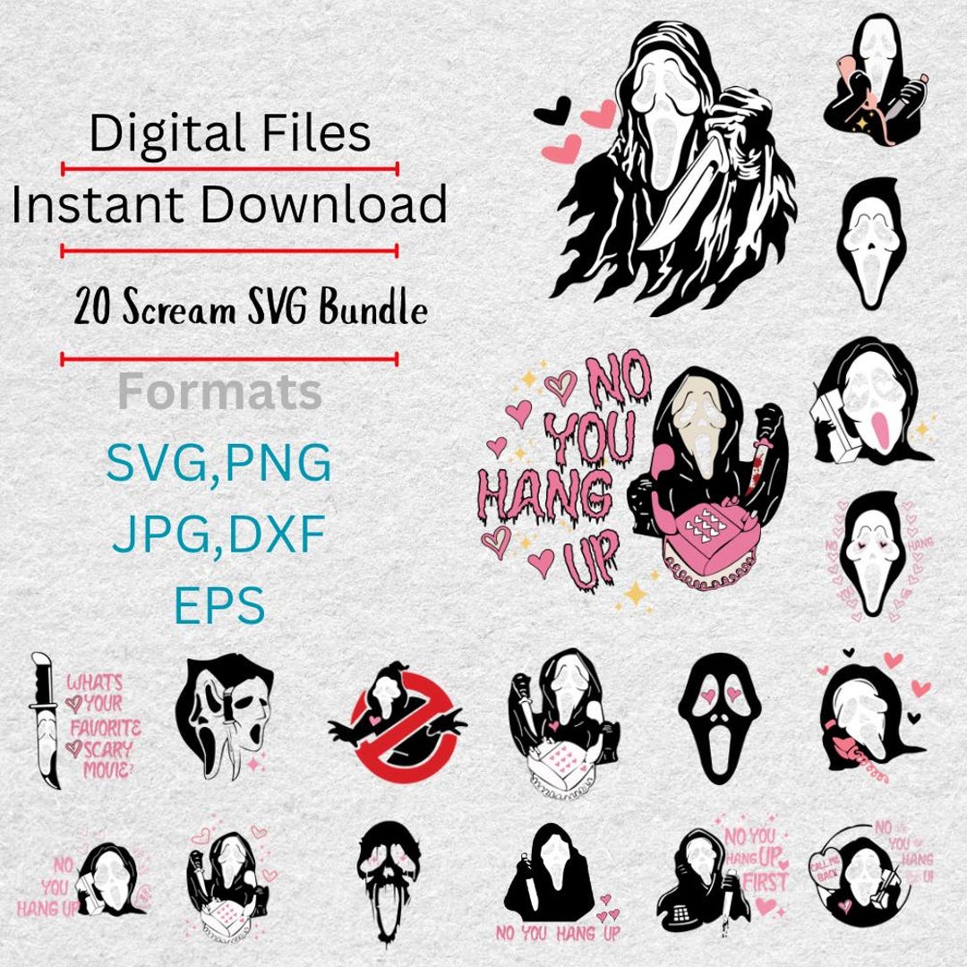 Horror Scream SVG Bundle: Halloween Clipart for Cricut, Spooky Crafts ...