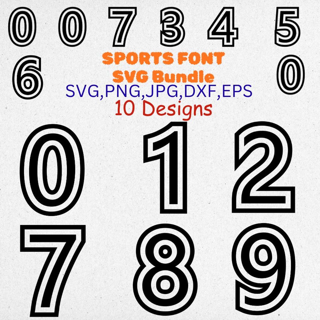 Athletic Sports Number SVG Bundle 0–9 – Dynamic Jersey Numbers for ...