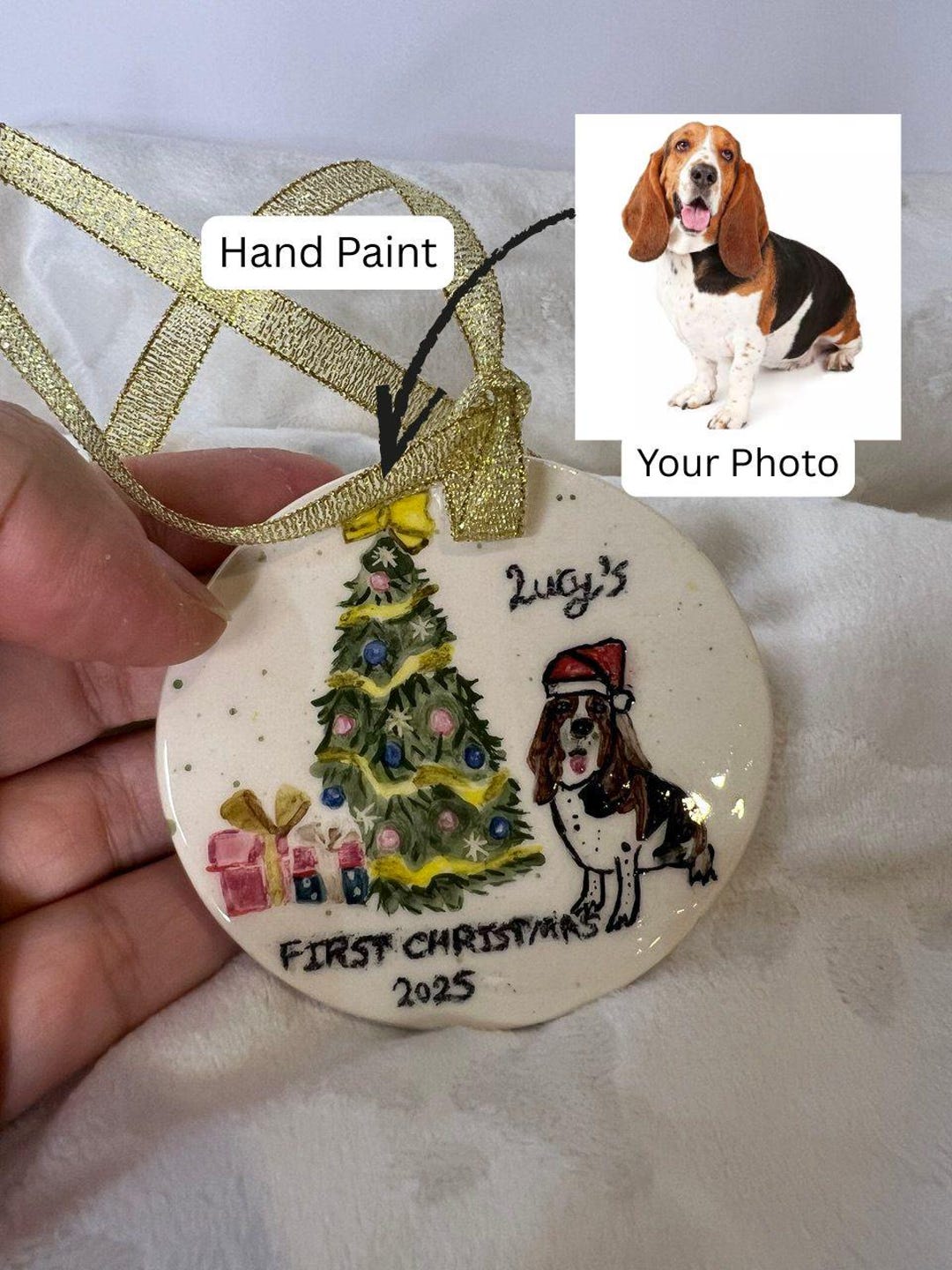 Personalized Hand Painted Bauble, Dogs First Christmas Tree Decoration ...