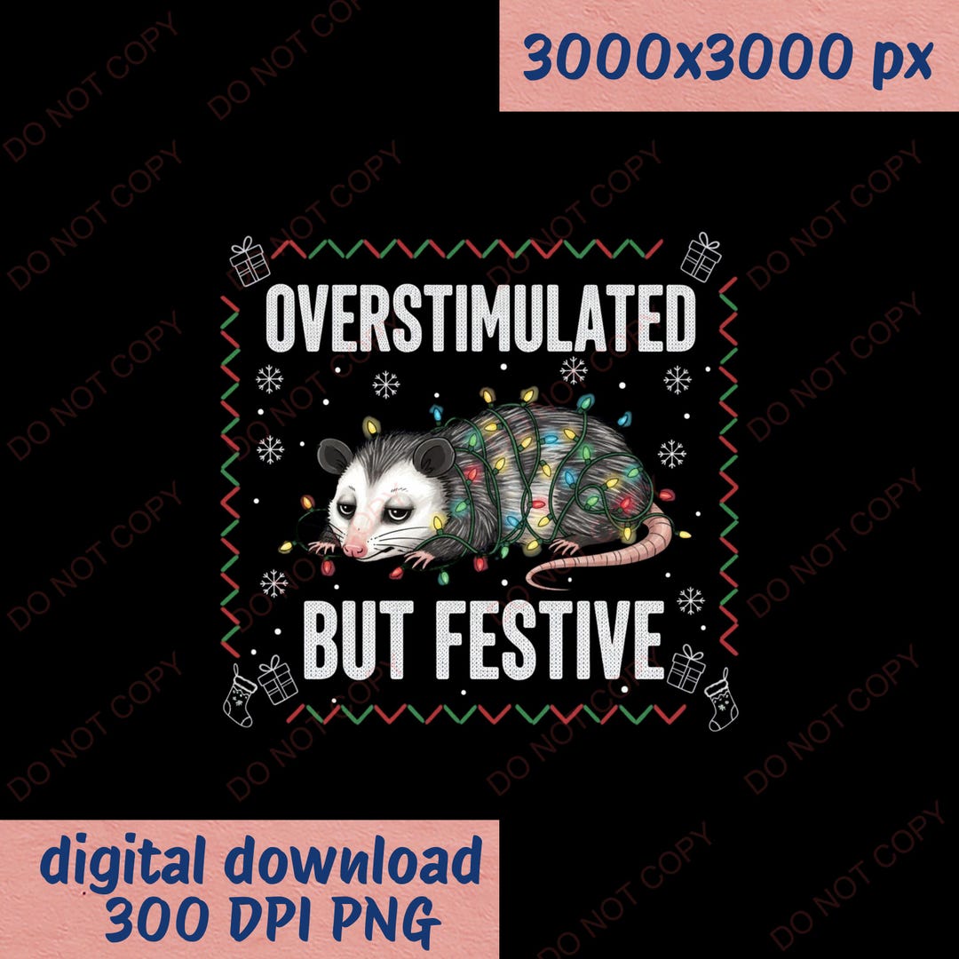 Overstimulated Possum PNG Christmas Meme Animal Graphic Holiday Clipart ...