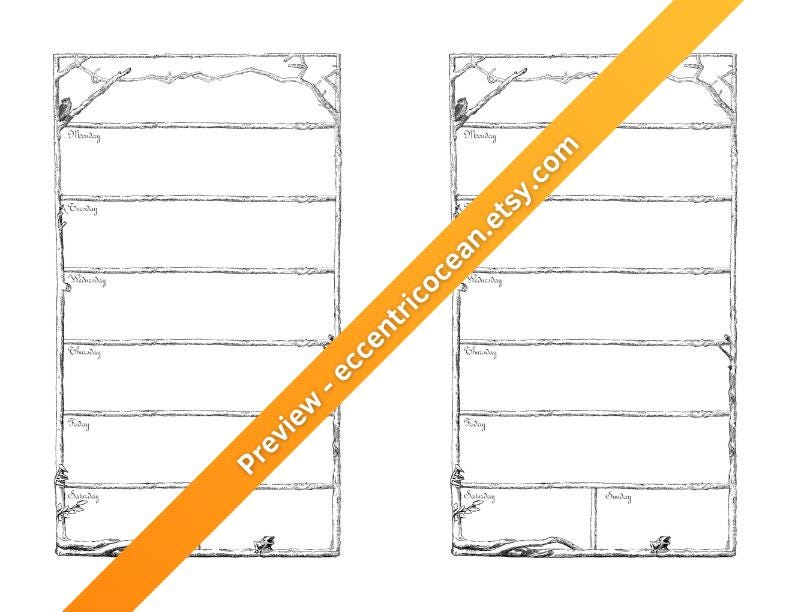 Nature-themed Weekly Planner Pages - Undated Half Letter A5 Insert ...